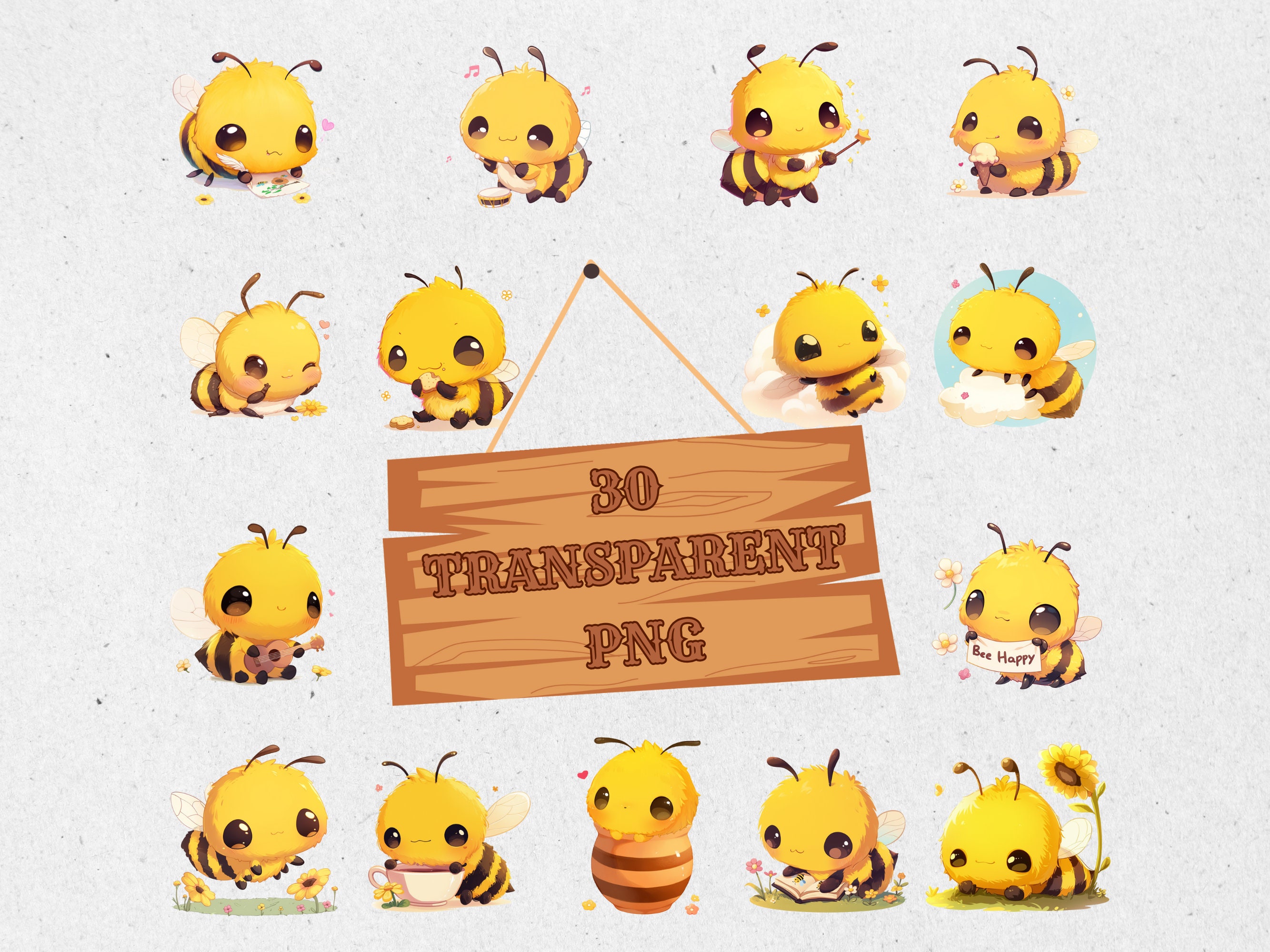 30 Cute Honey Bee Clipart Collection, Aborable Cartoon Bee Bundle ...