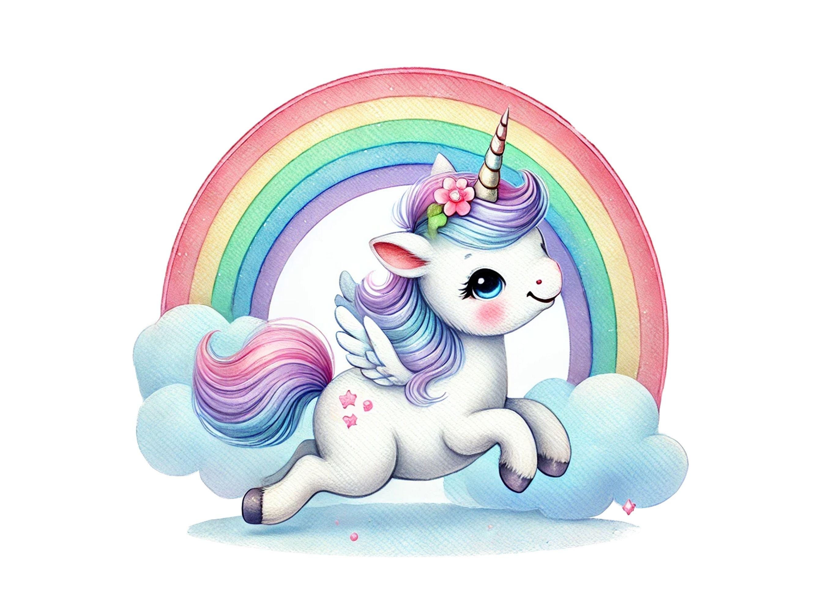 10 Cute Baby Unicorn Clipart PNG, Aborable Rainbow Unicorn Bundle ...