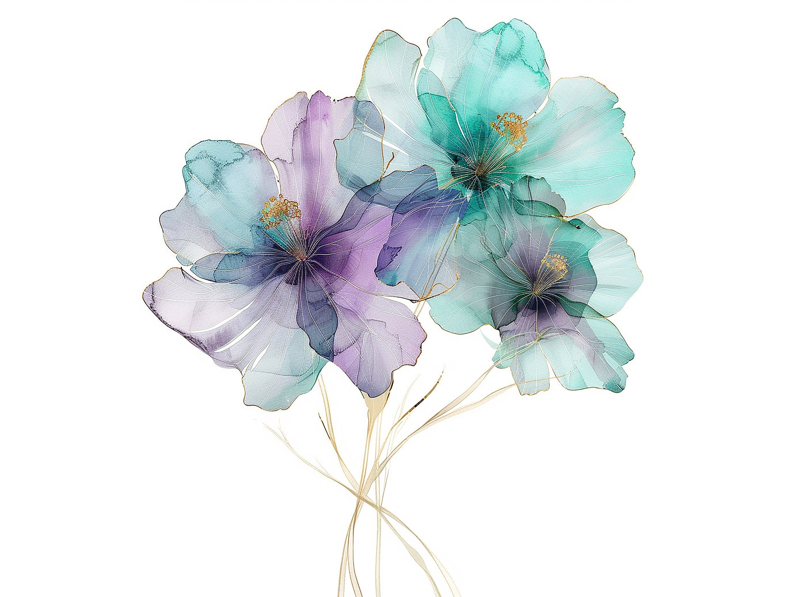 26 Abstract Flowers Clipart Bundle, Printable Watercolor Flowers, Dried ...