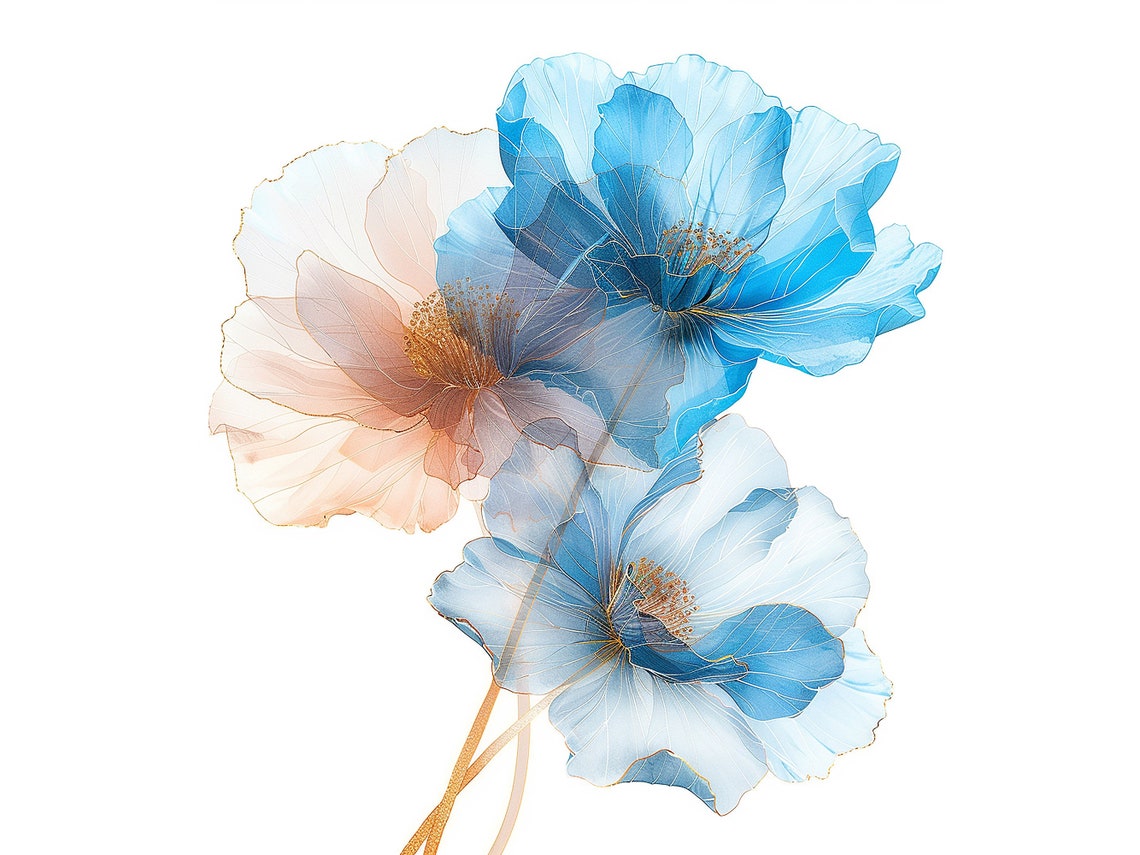 26 Abstract Flowers Clipart Bundle, Printable Watercolor Flowers, Dried ...