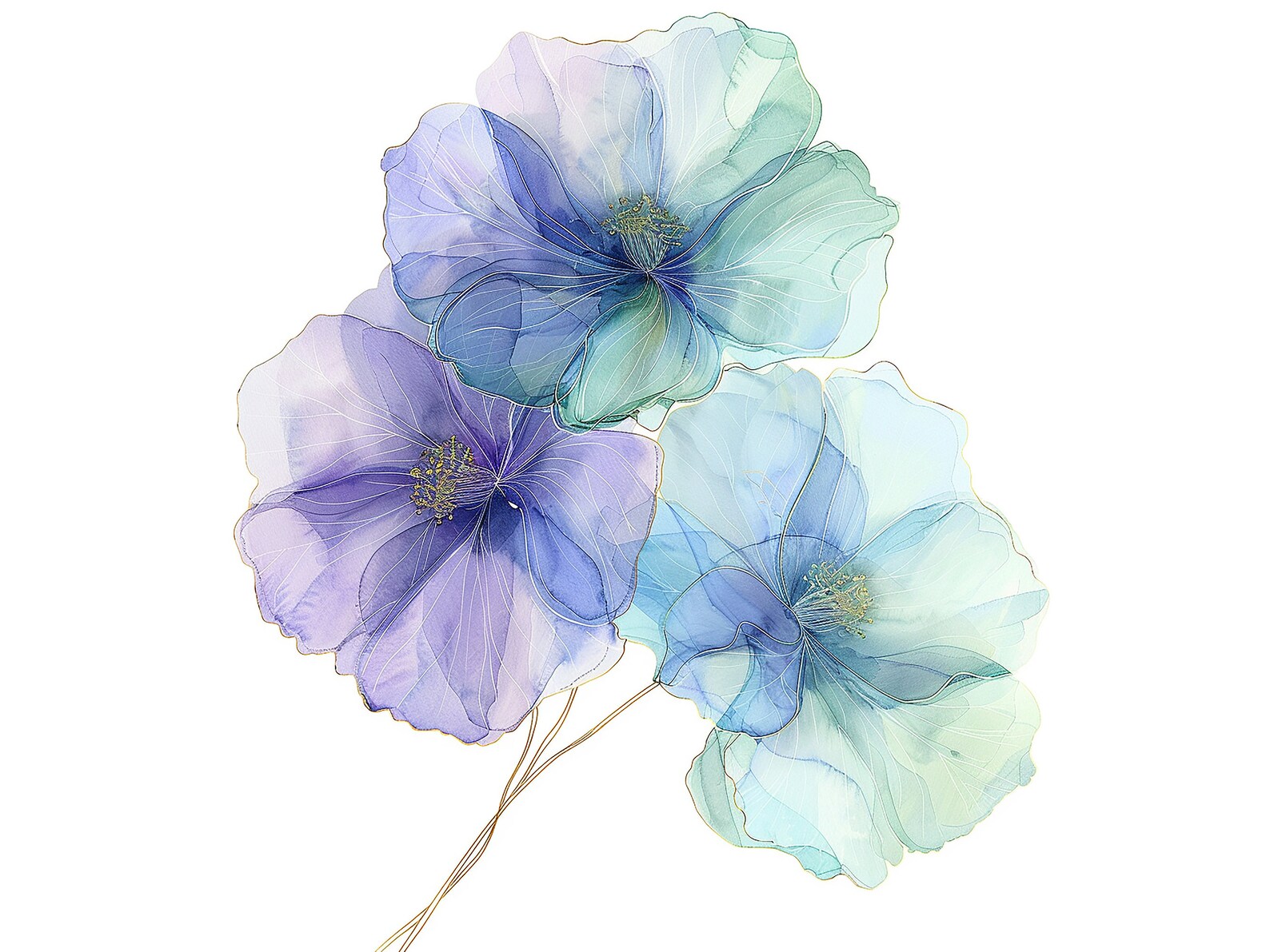 26 Abstract Flowers Clipart Bundle, Printable Watercolor Flowers, Dried ...