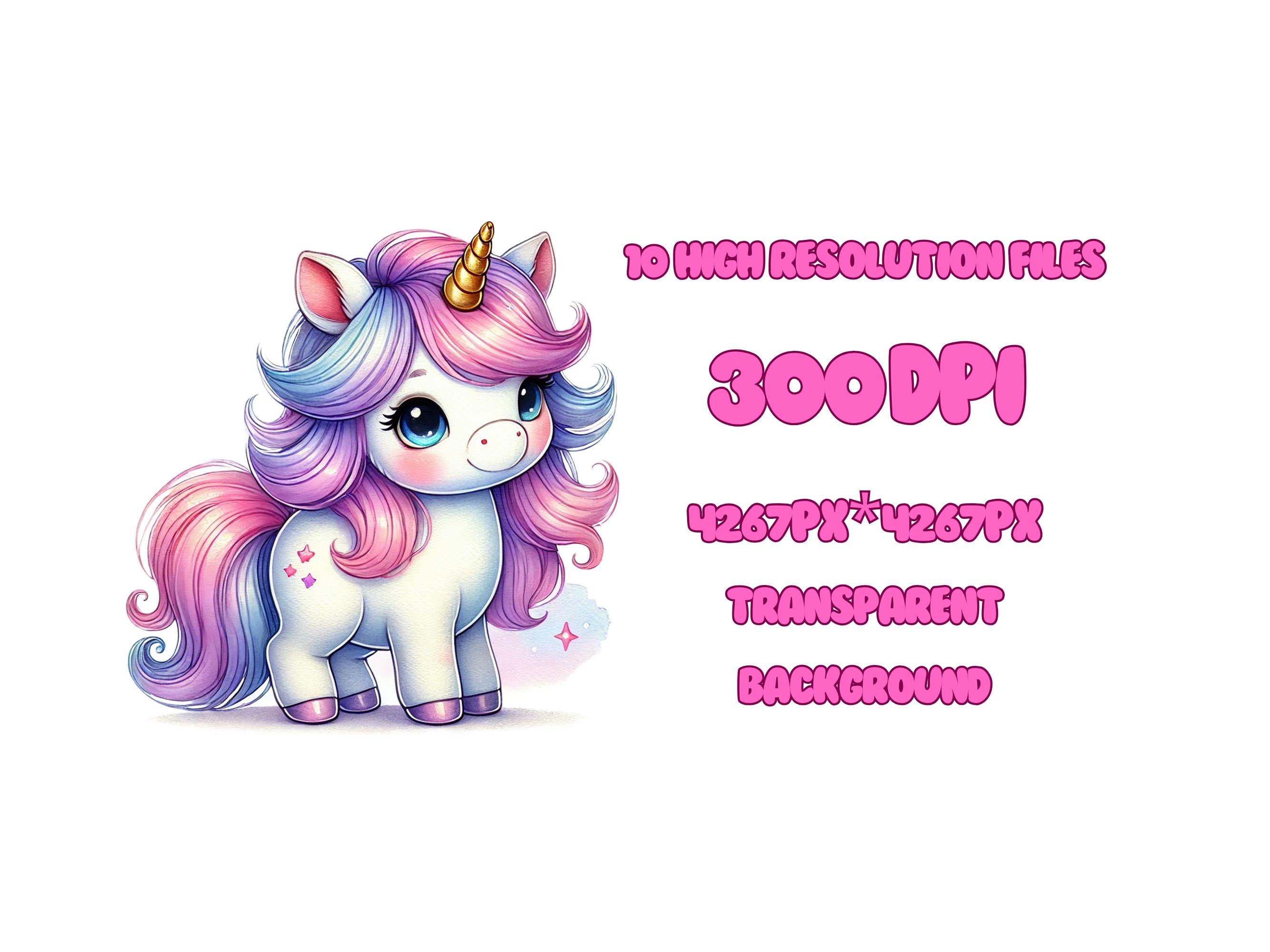10 Cute Baby Unicorn Clipart PNG, Aborable Rainbow Unicorn Bundle ...