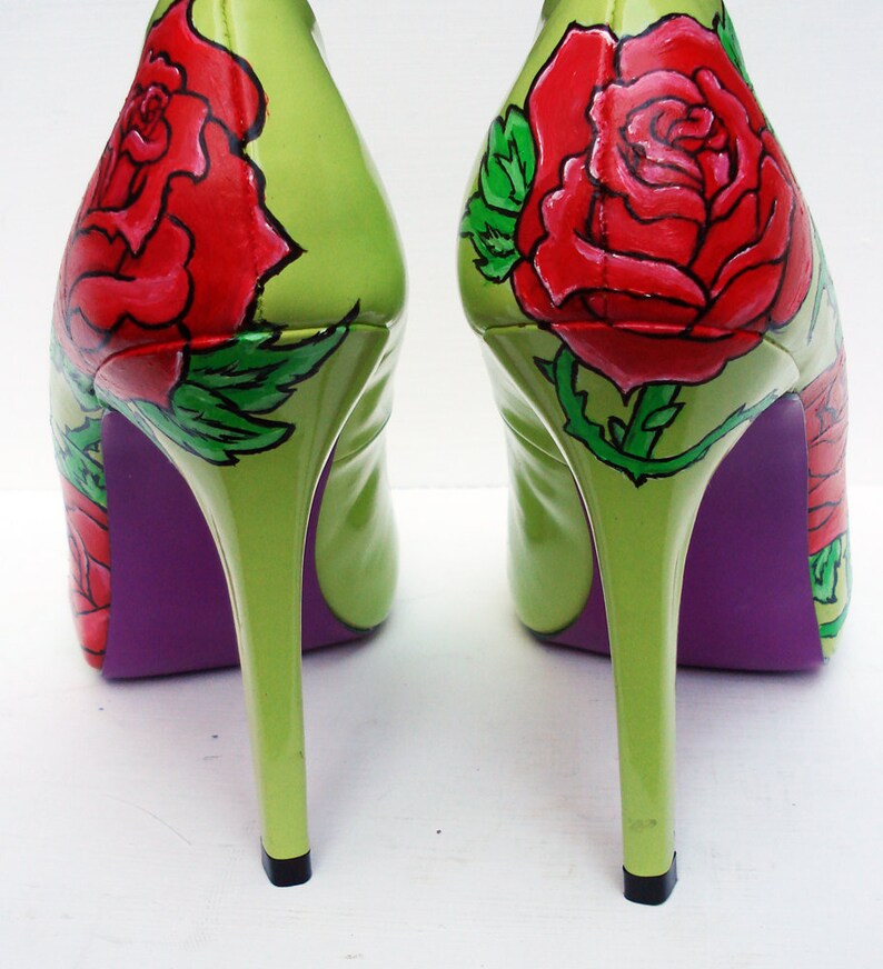 Hand Painted Heels Rose and Thorns Customize Your Shoes - Etsy