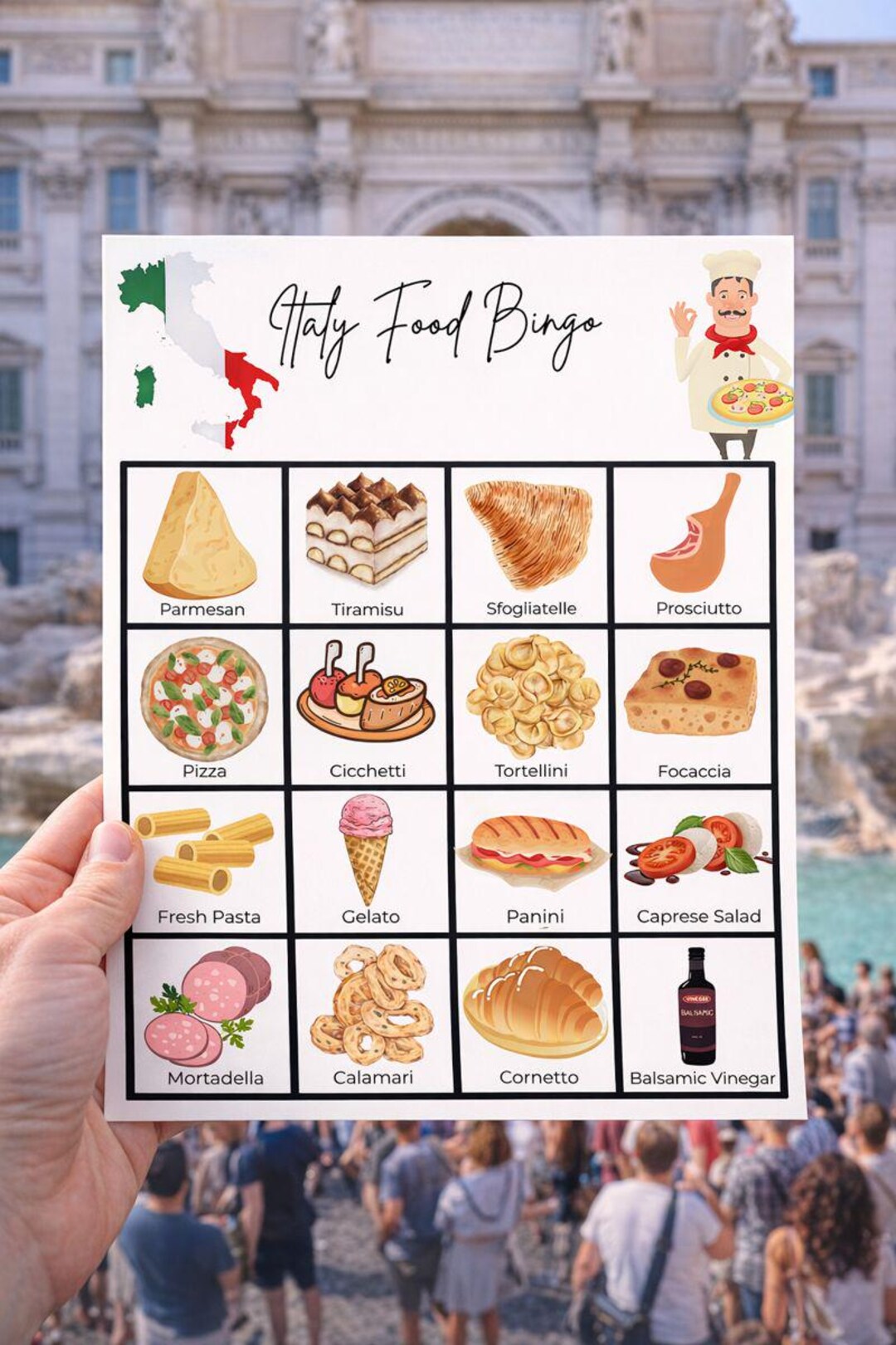 Italy Food Travel Bingo Card for Kids - Etsy