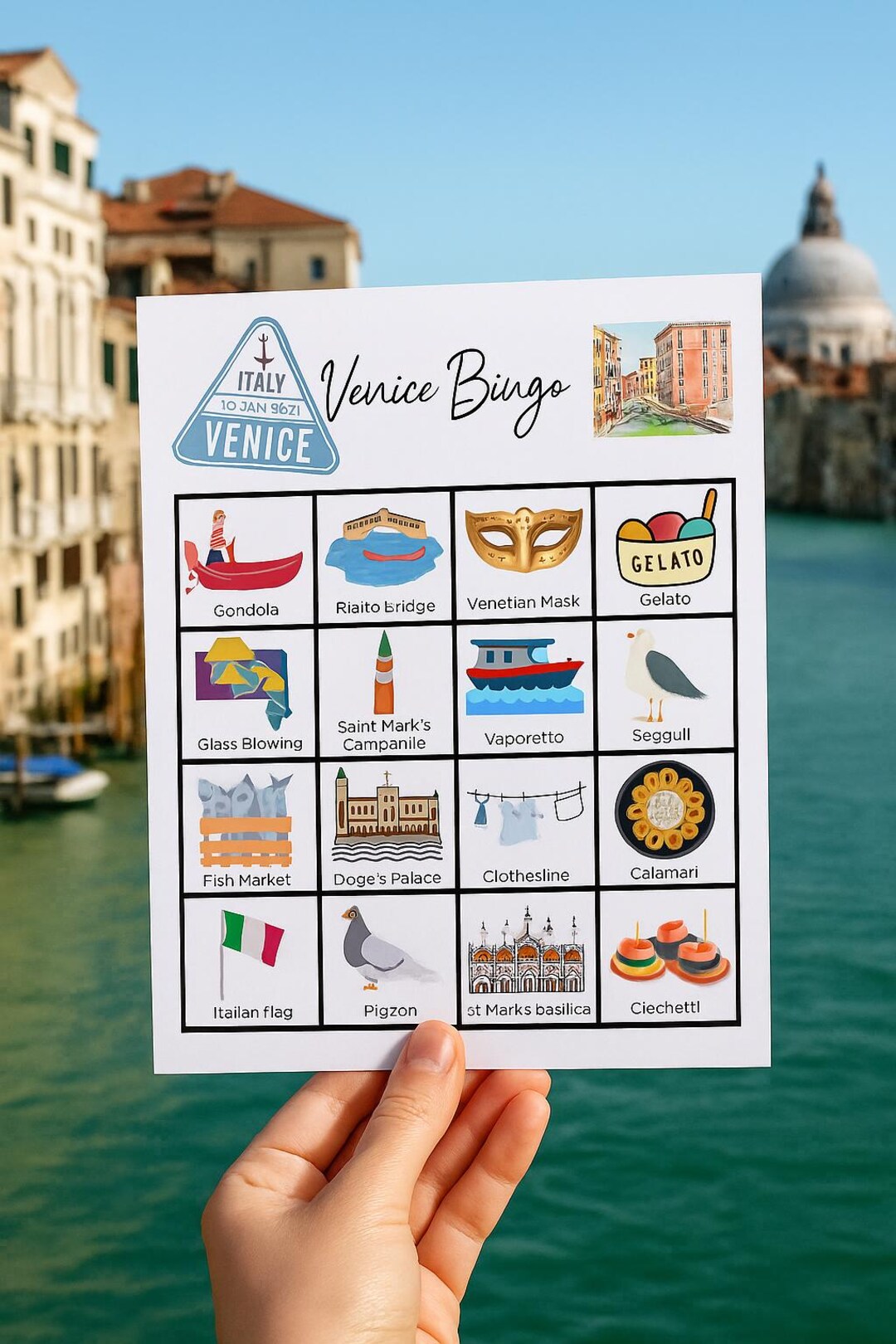 Venice Travel Bingo Card for Kids - Etsy