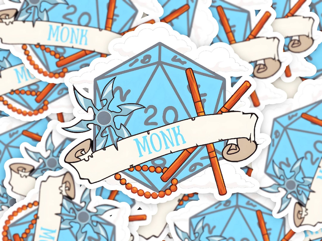 Dnd Monk Class Sticker D20 Monk Decal Cute Fantasy Inspired 3 Sizes ...