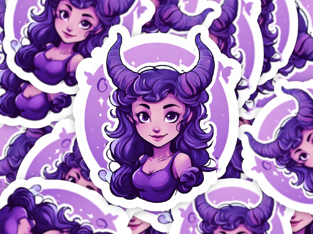 Adorable Whimsical Cute Dnd Tiefling Sticker in Purple Cute Dnd Style ...