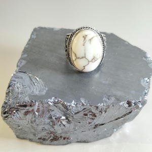 925 Sterling Silver Men's Ring,white Men's Silver Ring With Howlite ...