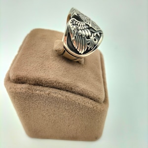 925 Sterling Silver Men's Ring,eagle Figured Men's Silver Ring ...