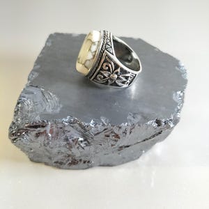 925 Sterling Silver Men's Ring,white Men's Silver Ring With Howlite ...