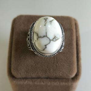 925 Sterling Silver Men's Ring,white Men's Silver Ring With Howlite ...