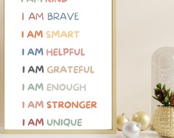 Affirmations for Kids, Classroom Posters, I Am Affirmations, Playroom ...