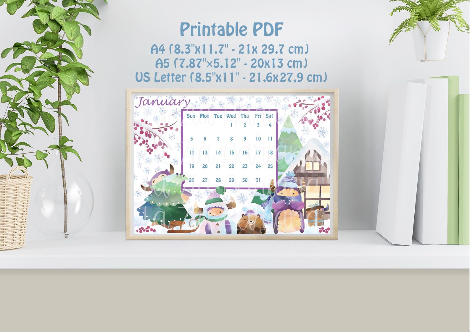 Calendar 2025 - Printable - Sunday Start - Cute Funny Cartoon Images ...