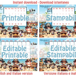 Calendar May 2025 - Editable and Printable - Cute Cartoon Pirates ...