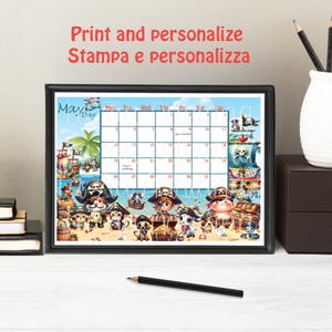 Calendar May 2025 Editable and Printable Cute Cartoon Pirates English ...
