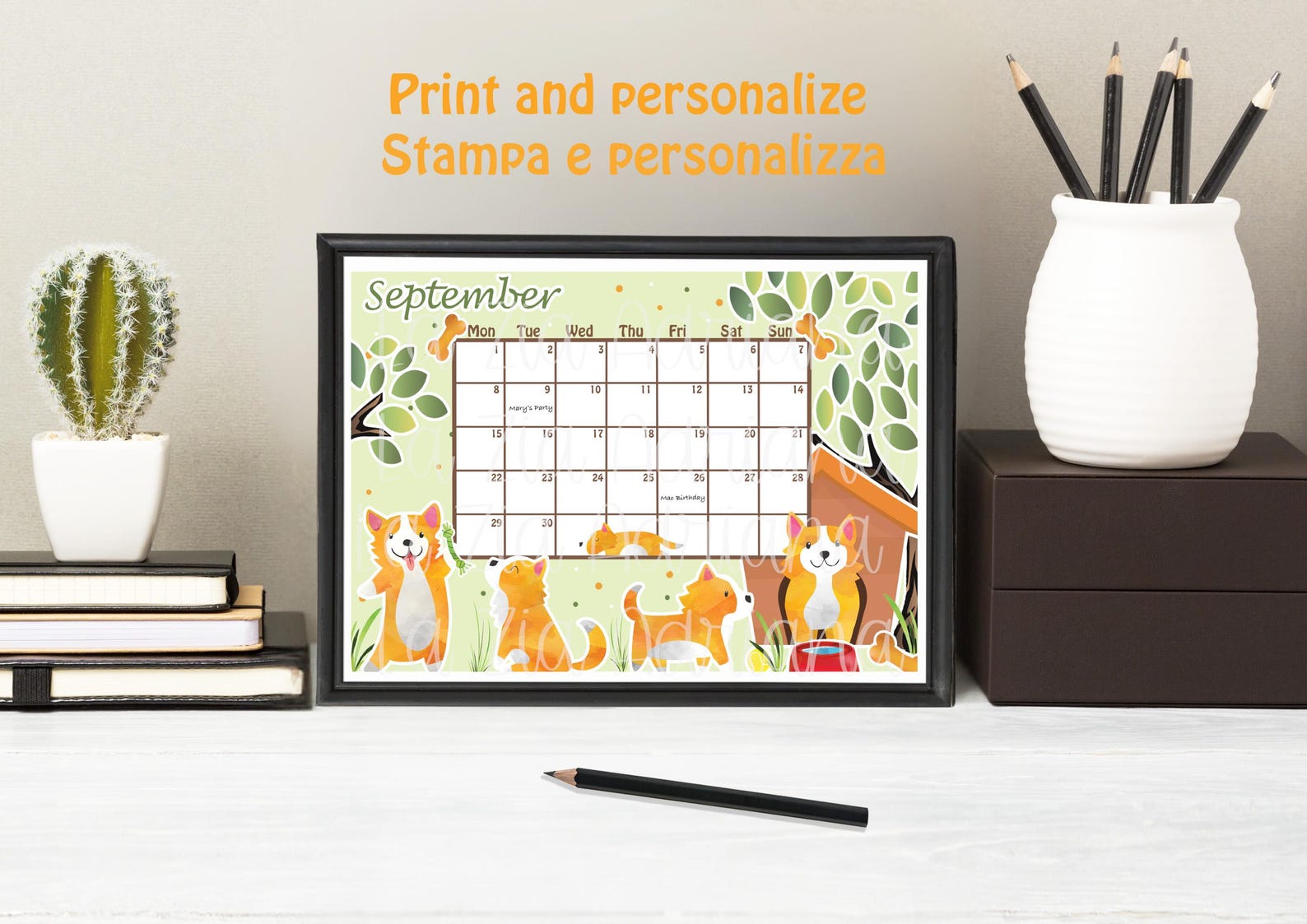 Calendar September 2025 - Editable and Printable - Cute Cartoon Corgi ...