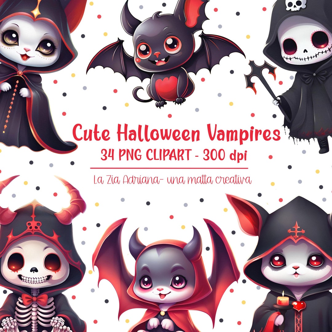 Halloween Vampire Clipart - Cute Kawaii Clipart - PNG Files ...