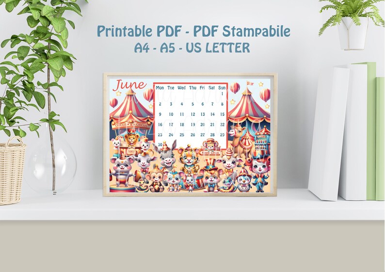 Calendar June 2025 - Editable and Printable - Cute Circus - English and ...
