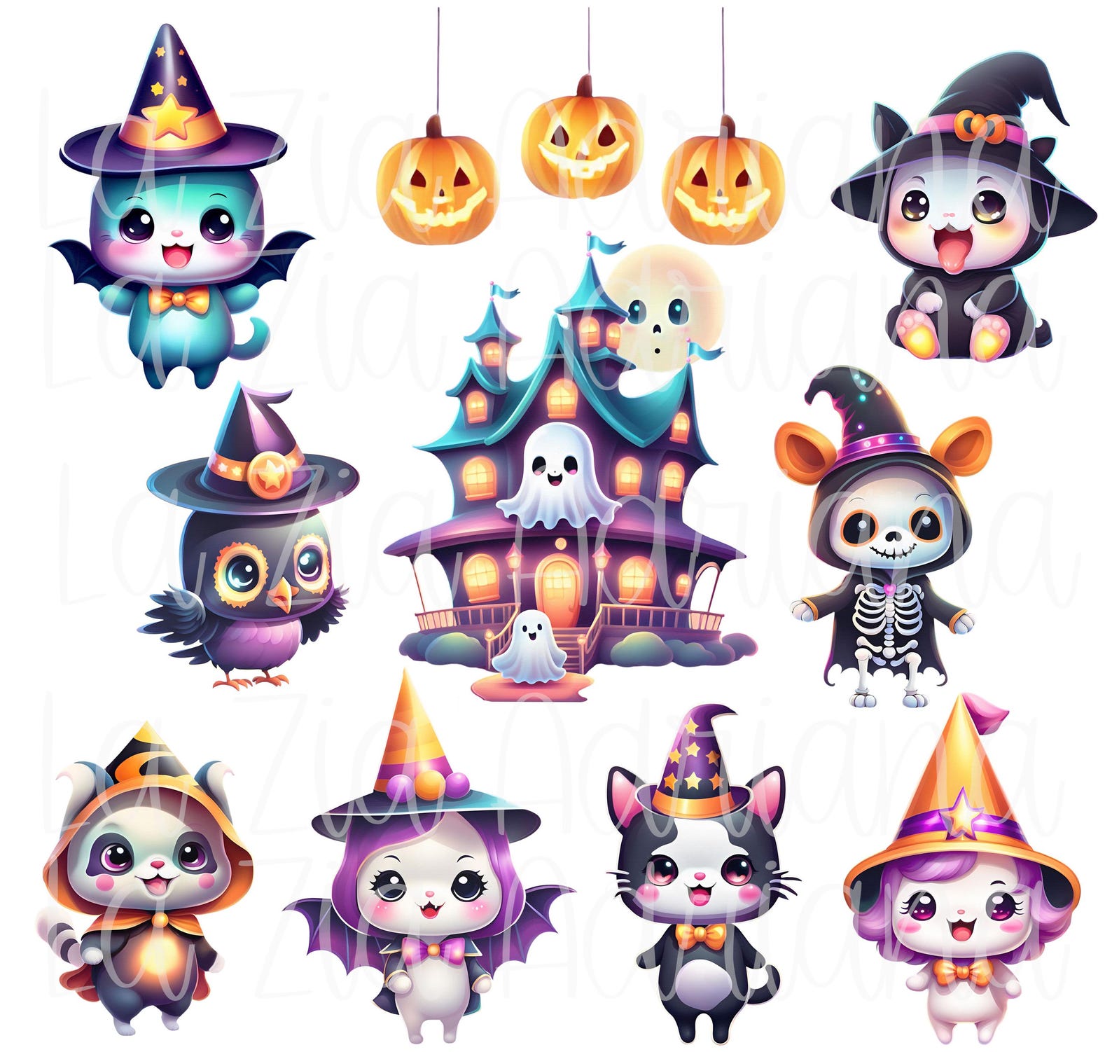 Halloween Pumpkins Clipart - Cute Kawaii Clipart - PNG Files ...