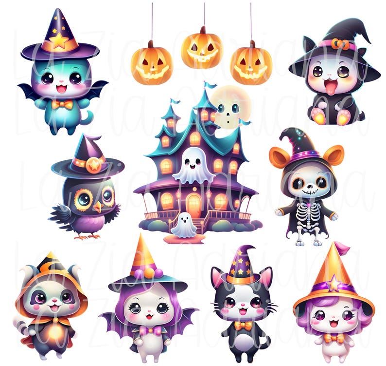 Halloween Pumpkins Clipart - Cute Kawaii Clipart - PNG Files ...