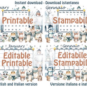 Calendar January 2025 - Editable and Printable - Cute Cartoon Woodland ...