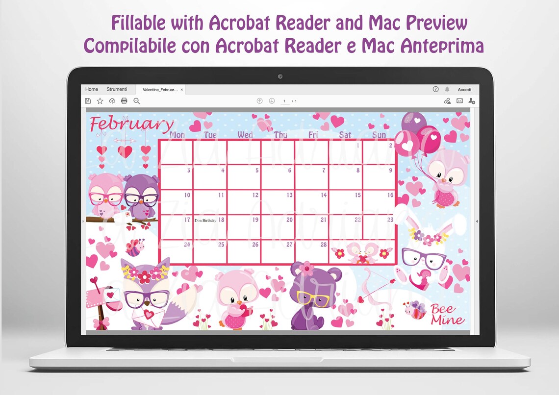 Calendar February 2025 Editable and Printable Cute Cartoon Chinese ...