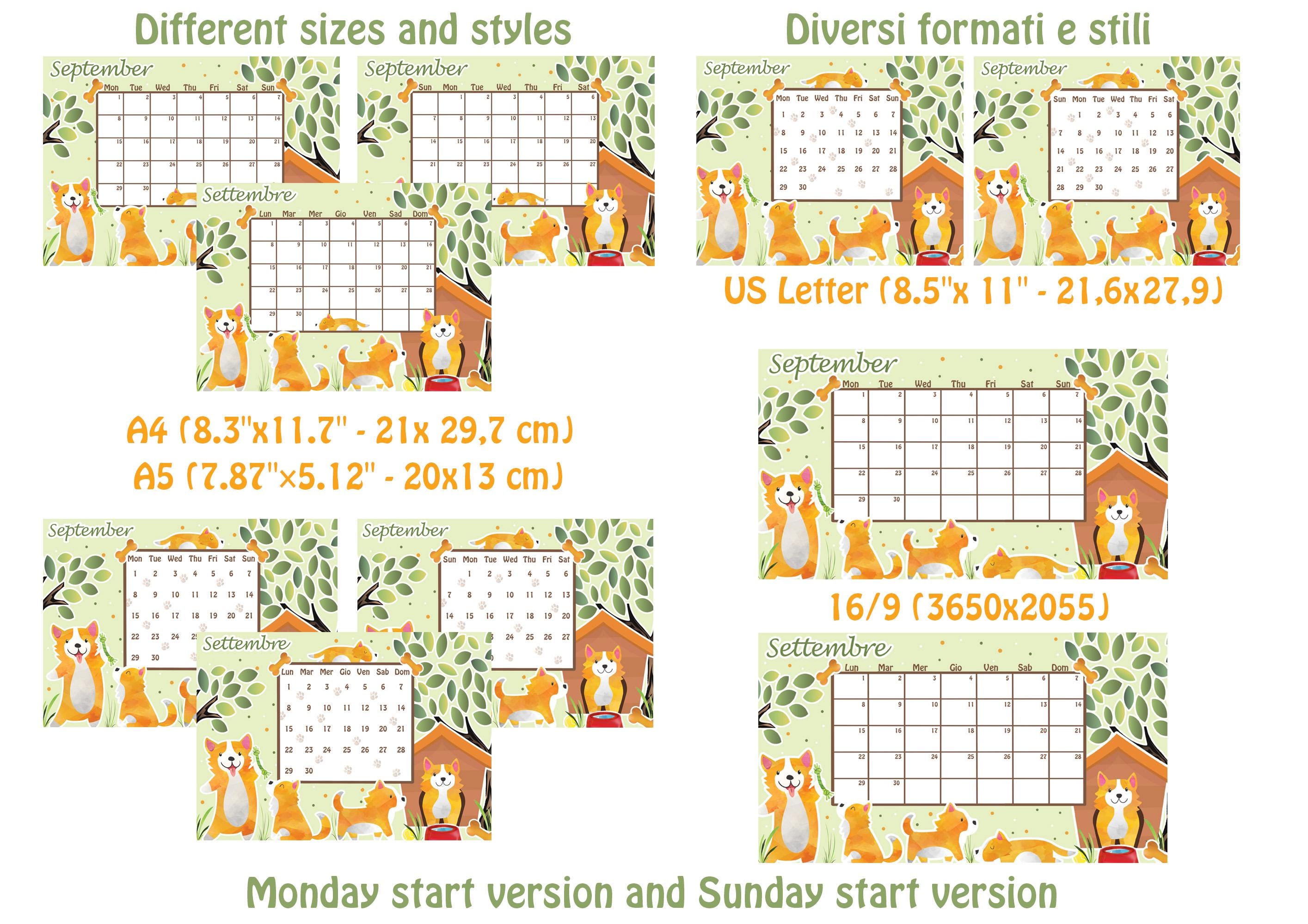 Calendar September 2025 - Editable and Printable - Cute Cartoon Corgi ...