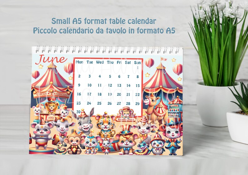 Calendar June 2025 - Editable and Printable - Cute Circus - English and ...