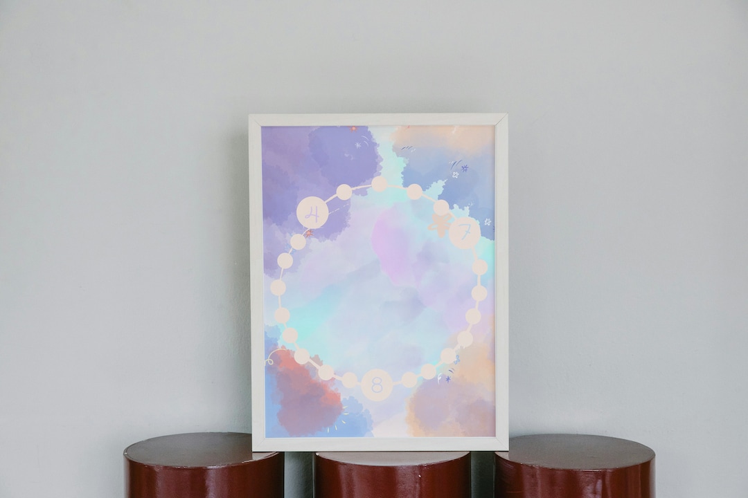 Stress Relief Poster Pastel Guided 4-7-8 Breathing Art Print, Improve ...