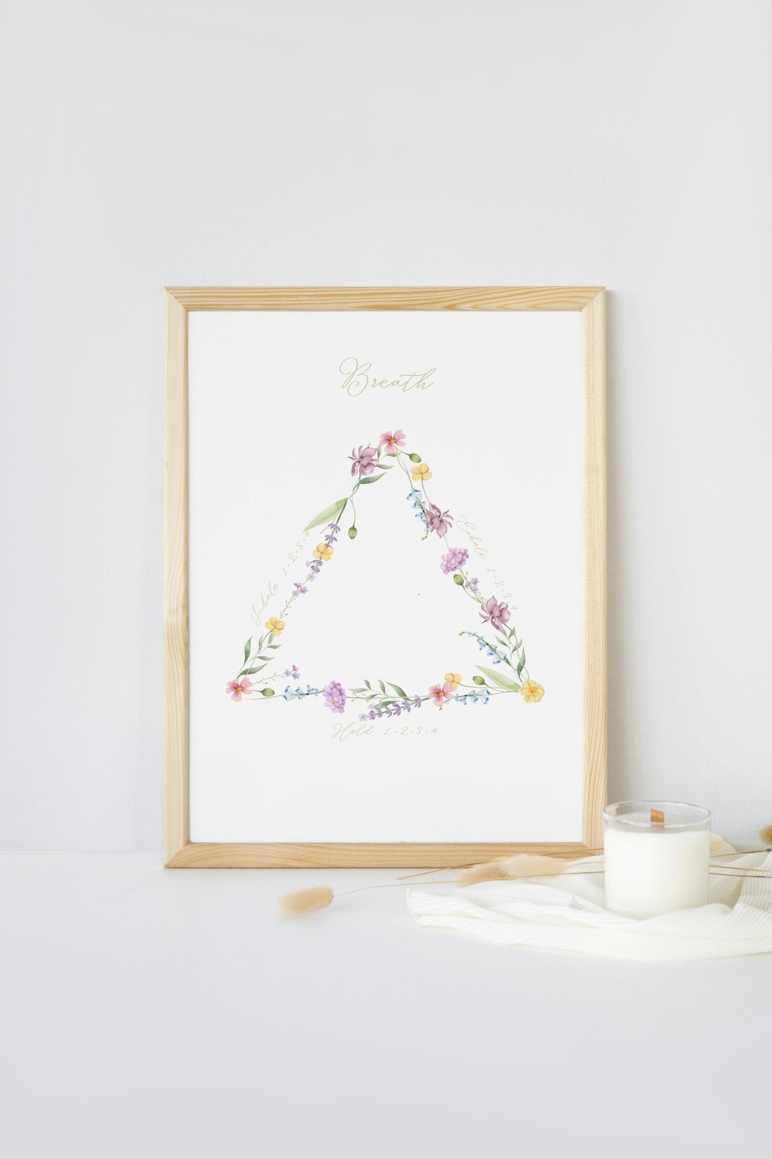 Triangle Breathing Technique Poster Satin Finish Botanical Design for ...