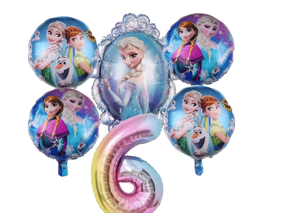 Frozen Elsa 6th Birthday Balloon Set Party Decorations Age 6 Kids Boys ...