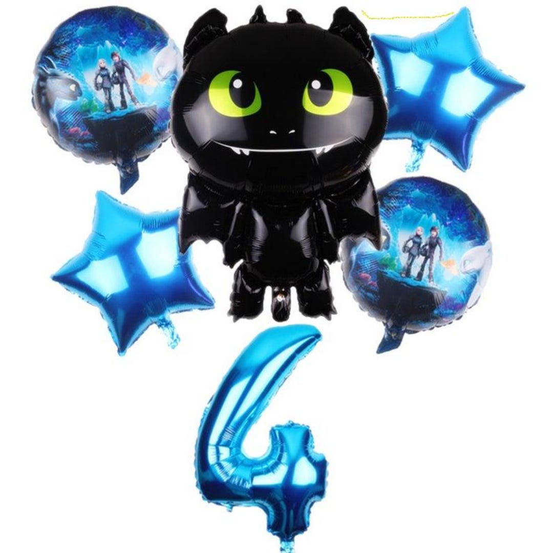 Toothless 4th Birthday Balloons Bundle Party Decorations Age 4 Boys ...