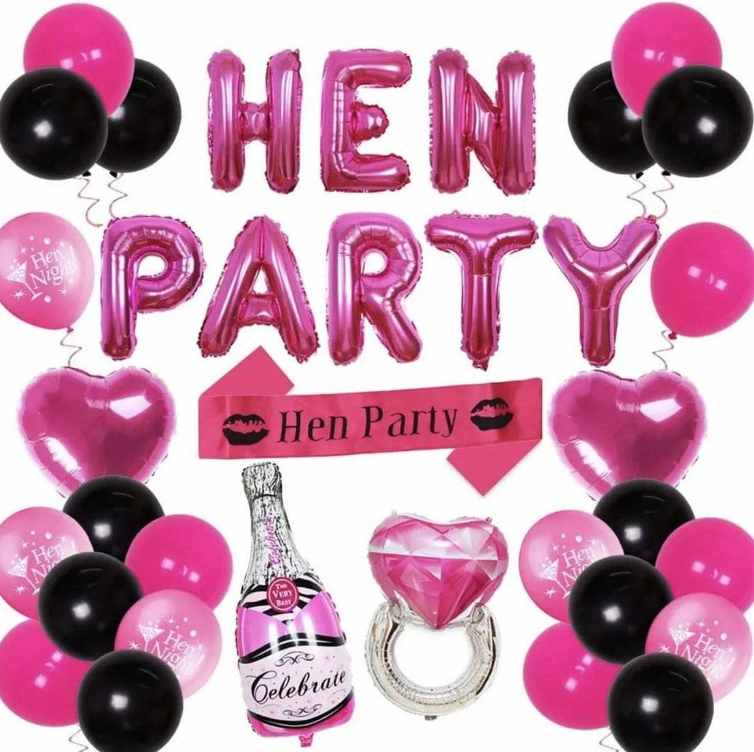 Huge Hen Party Balloon Bundle X28 Pieces HEN Party Decorations Pink ...