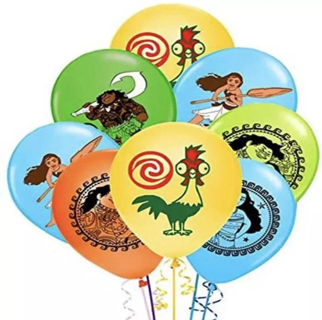 Moana Balloons X10 Birthday Party Decorations Boys Girls Latex Balloon ...