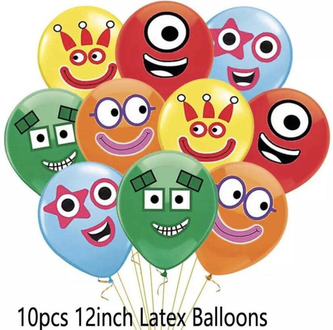 Number Blocks Balloons X10 Birthday Party Decorations Boys Girls Latex ...
