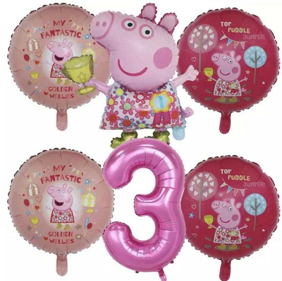 Peppa Pig 3rd Birthday Balloon Set Party Decorations Age 3 Kids Boys ...