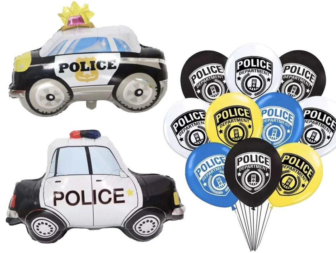 Police Balloon Bundle Birthday Party Decorations Boys Girls Blue Banner ...