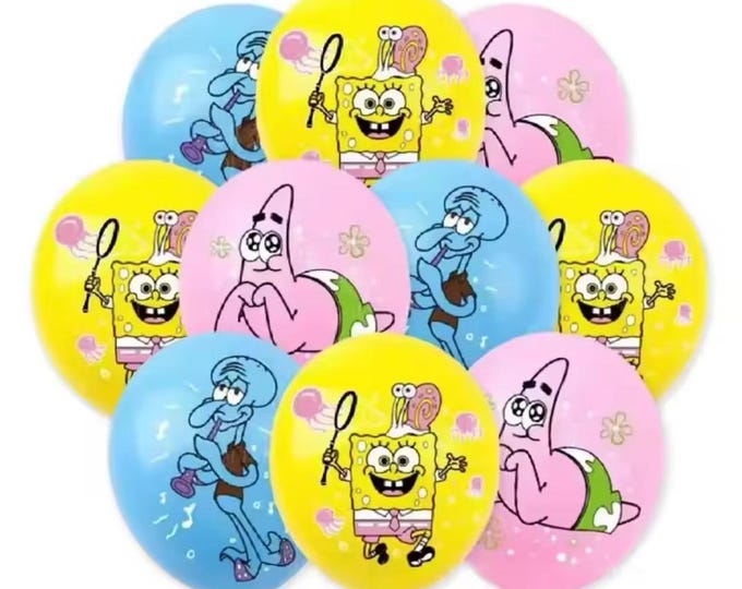Spongebob Balloons X10 Birthday Party Decorations Boys Girls Latex ...
