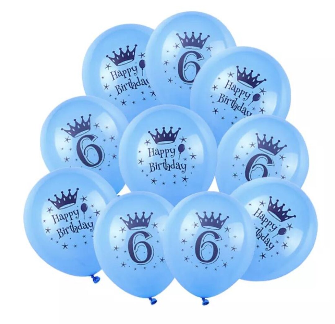 6th Birthday Blue Balloons X10 Birthday Party Decorations Boys Latex ...