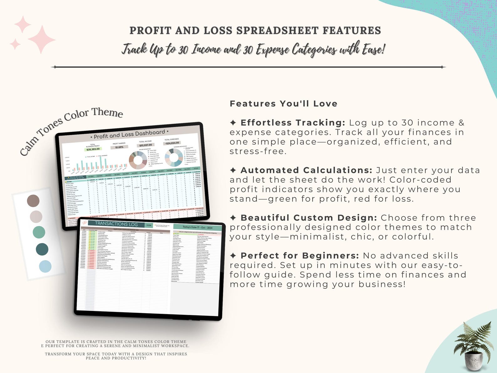 Profit and Loss Google Sheets Template: Small Business Finance Tracker ...