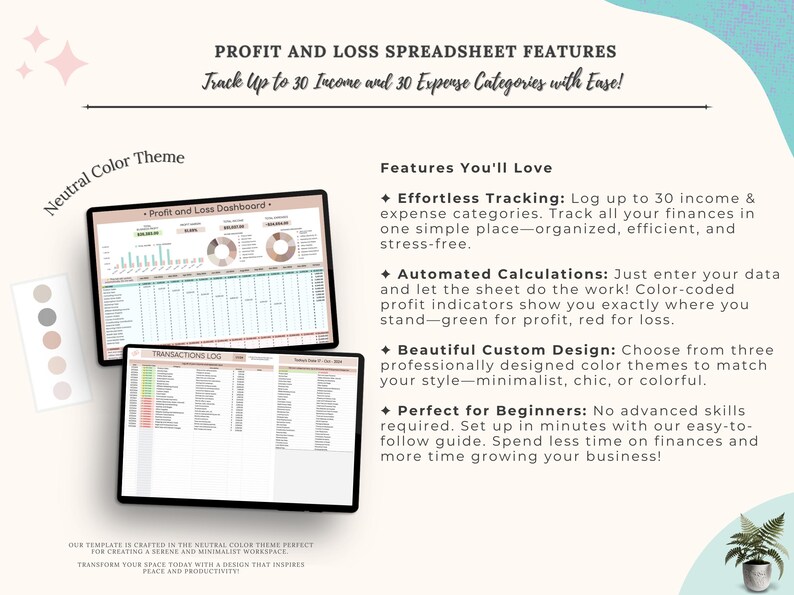 Profit and Loss Google Sheets Template: Small Business Finance Tracker ...