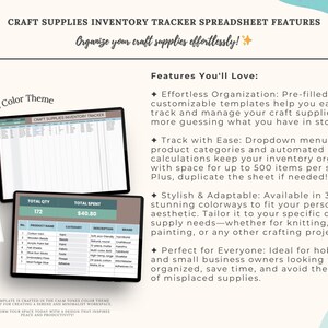 Craft Supplies Inventory Tracker: Editable Google Sheets Spreadsheet - Etsy