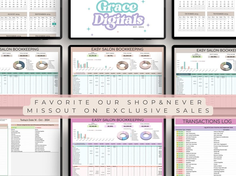 Salon Bookkeeping Spreadsheet: Income & Expense Tracker (google Sheets ...