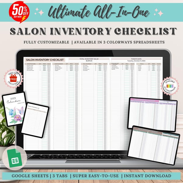 Salon Inventory Spreadsheet - Etsy