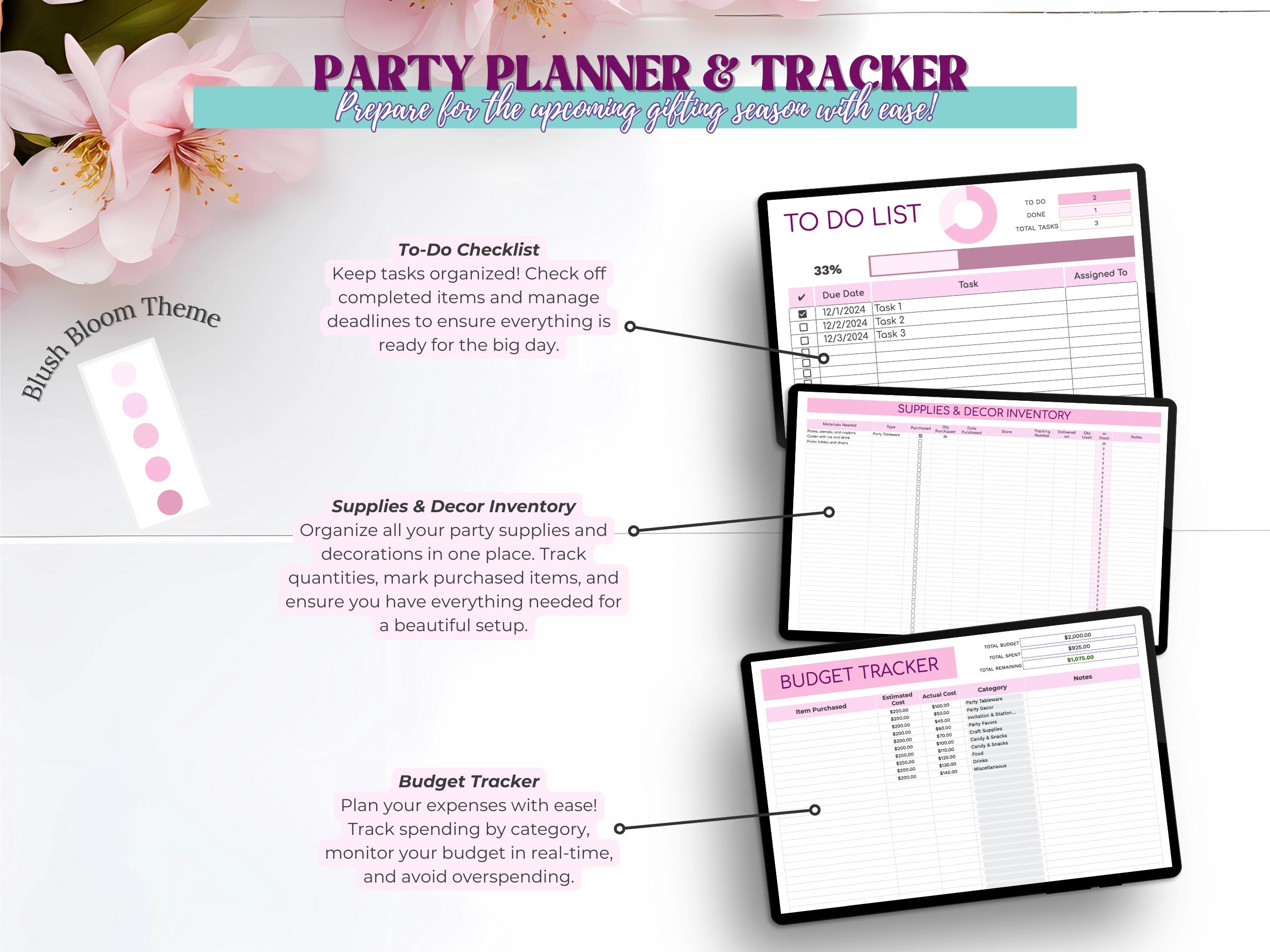 Digital Event Planner: Party Budget Tracker Google Sheets (digital ...