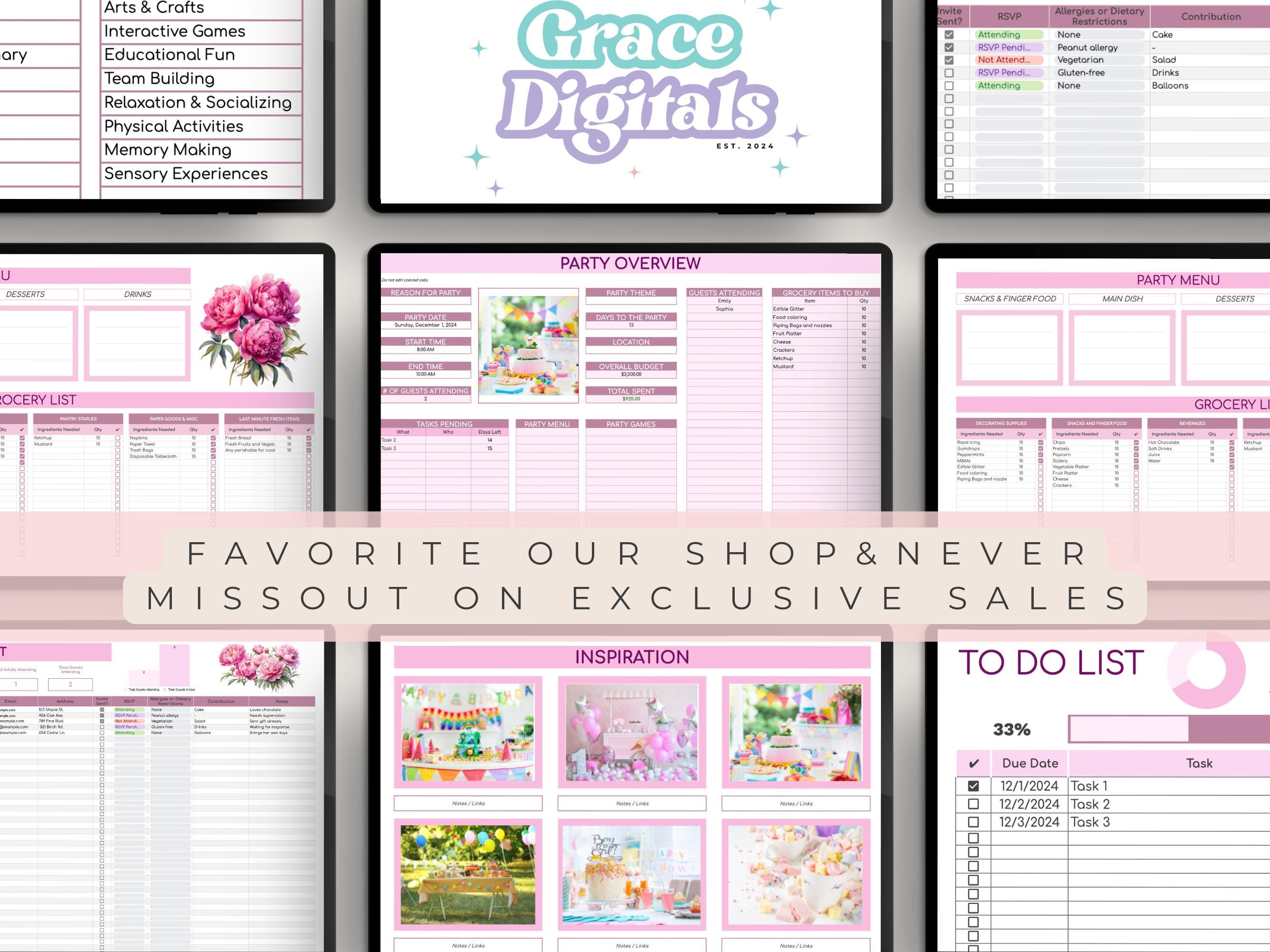 Digital Event Planner: Party Budget Tracker Google Sheets (digital ...