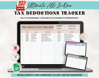 Tax Deduction Tracker Spreadsheet Editable Tax Deductions List Tax ...