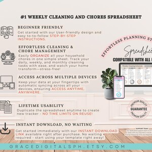 Cleaning Schedule Google Sheets, Cleaning Checklist Spreadsheet, Family Chore Chart, to Do List ...