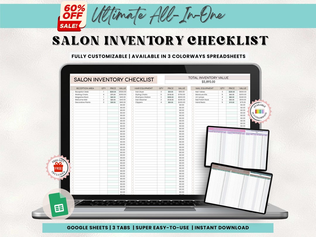 Salon Inventory Template Spreadsheet | Salon Inventory Tracker Log Nail ...