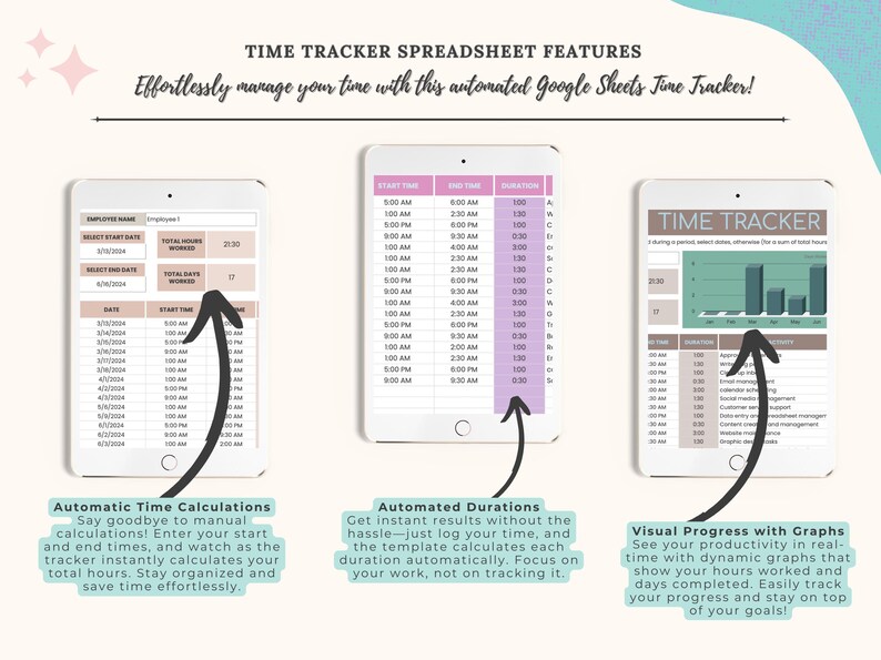 Time Tracker Spreadsheet Freelance Hour Tracking Client Time Keeping Weekly Time Sheet Working ...